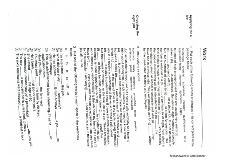 Work Intermediate 3 Tasks | PDF