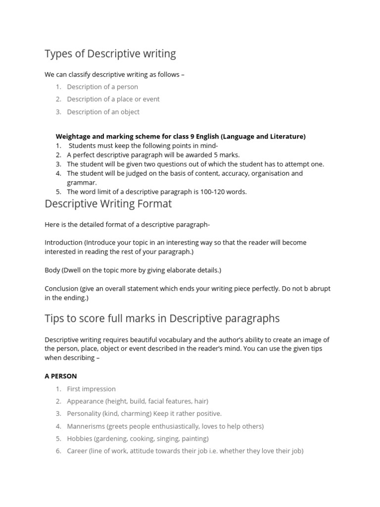 Descriptive Paragraph | PDF | Human Communication