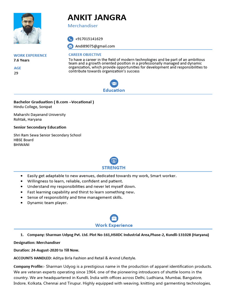 Ankit Jangra CV 21.5.2024 | PDF | Textiles