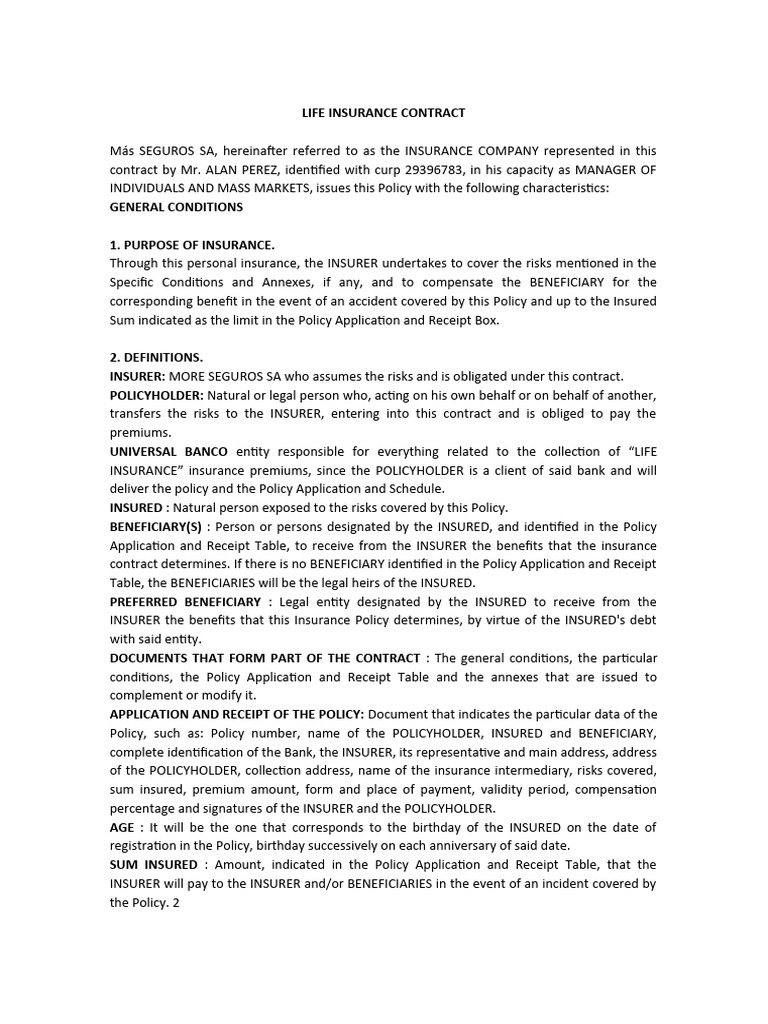 Life Insurance Policy Overview and Terms | PDF | Insurance | Stroke