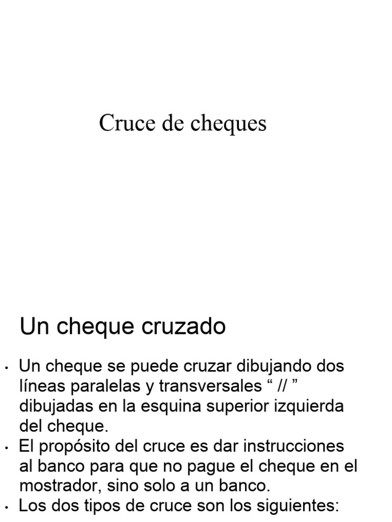 Tipos de Cruces de Cheques: Cruce General, Cruce Especial, Cruce de ...