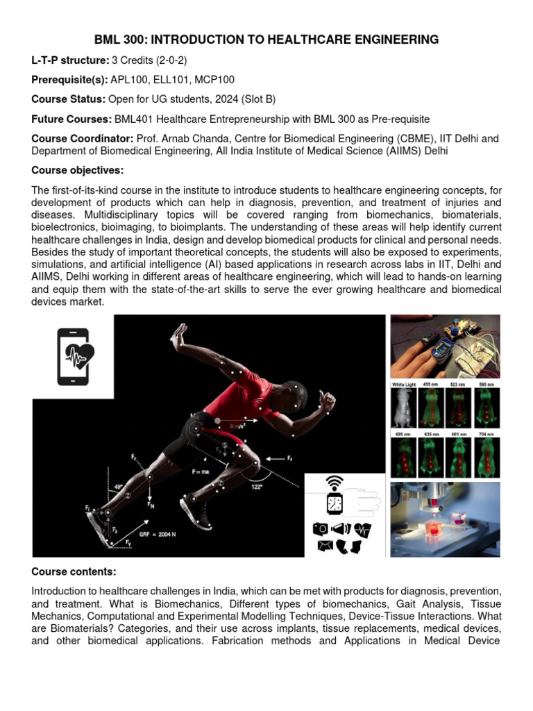 BML 300: Healthcare Engineering Course | PDF | Biomedical Engineering ...