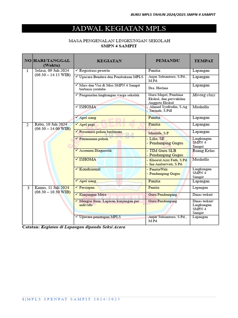 BUKU-SAKU-PANDUAN-MPLS-2023-2024 - Edit Jadwal & Sosmed | PDF