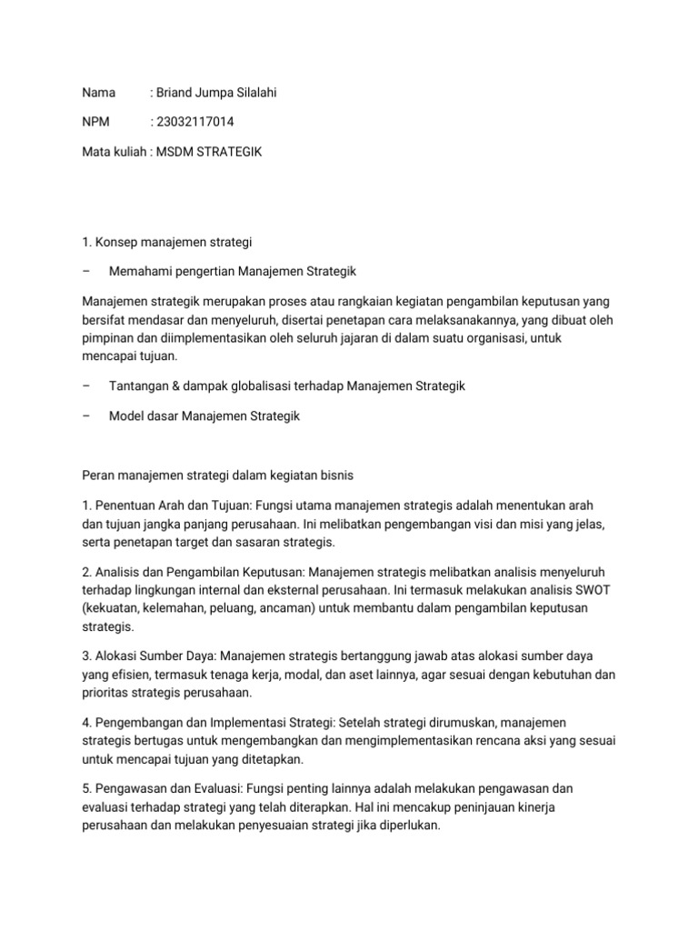 MSDM Strategik | PDF | Pengembangan Diri