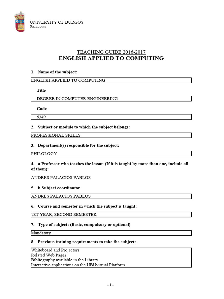 English Applied To Computing | PDF | Reading Comprehension | Application Software