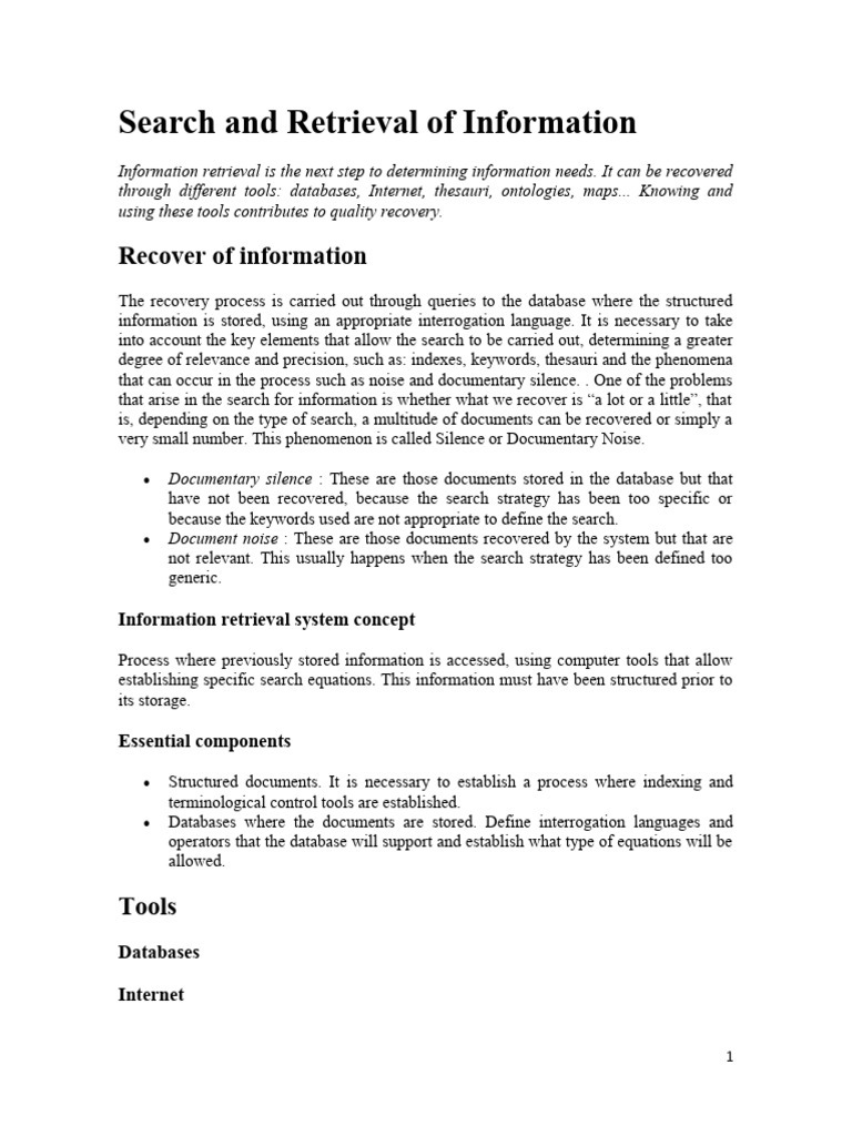 Search and Retrieval of Information | PDF | Information Retrieval | Tag (Metadata)
