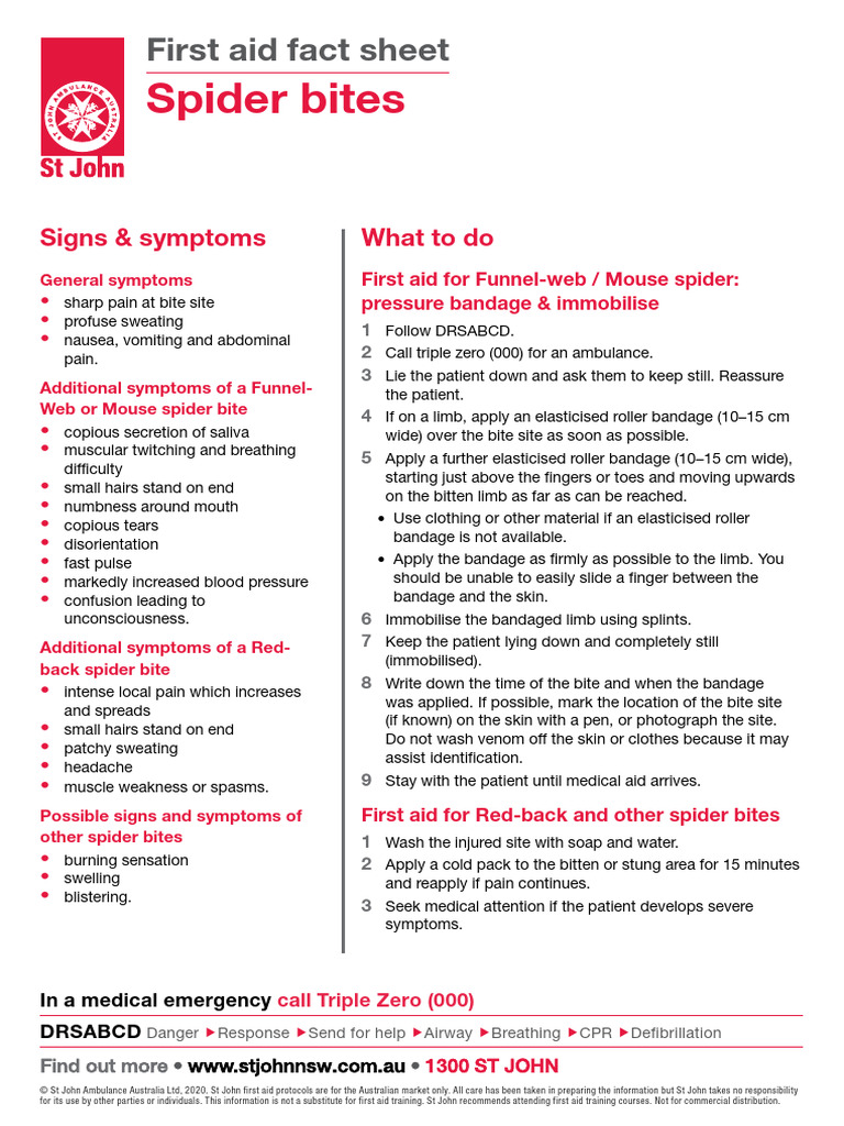 Factsheets Spiderbites | Download Free PDF | First Aid | Clinical Medicine