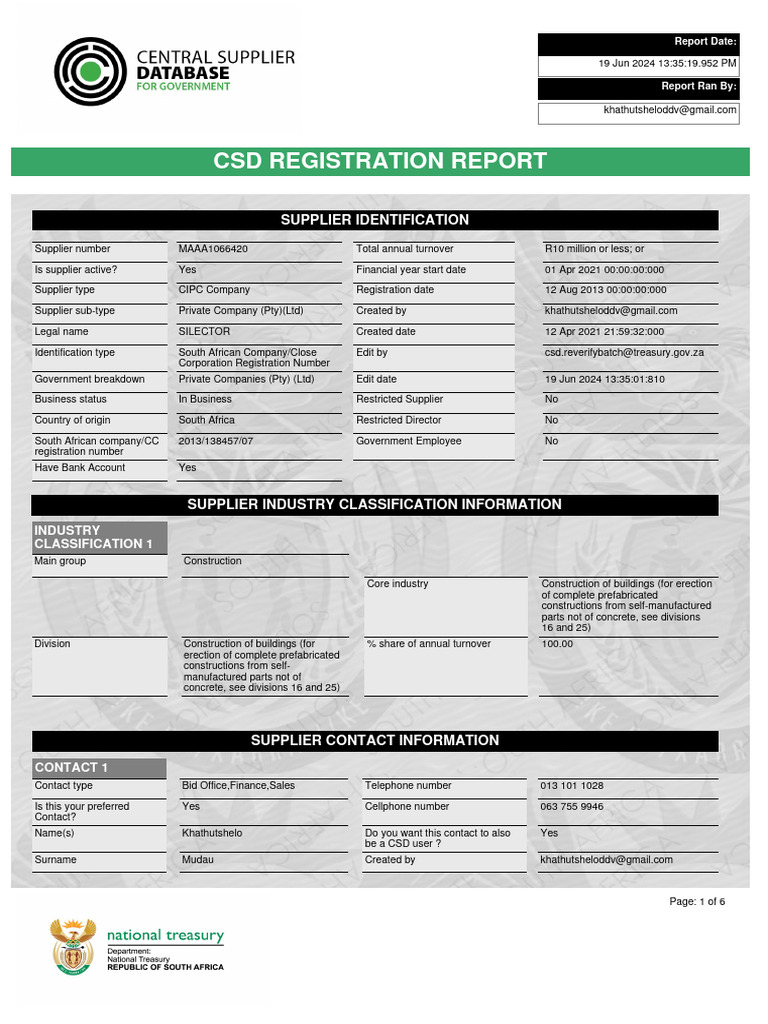 CSD Report | PDF | Identity Document