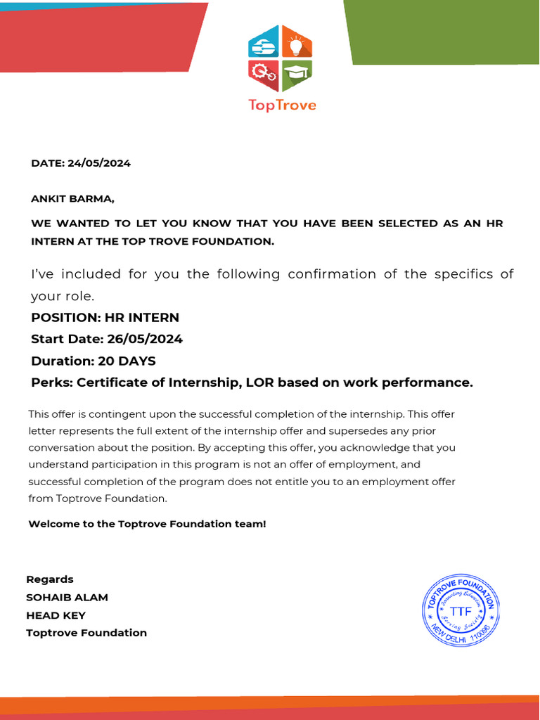 Ankit Barma OFFER LETTER | PDF | Sexual Harassment | Harassment