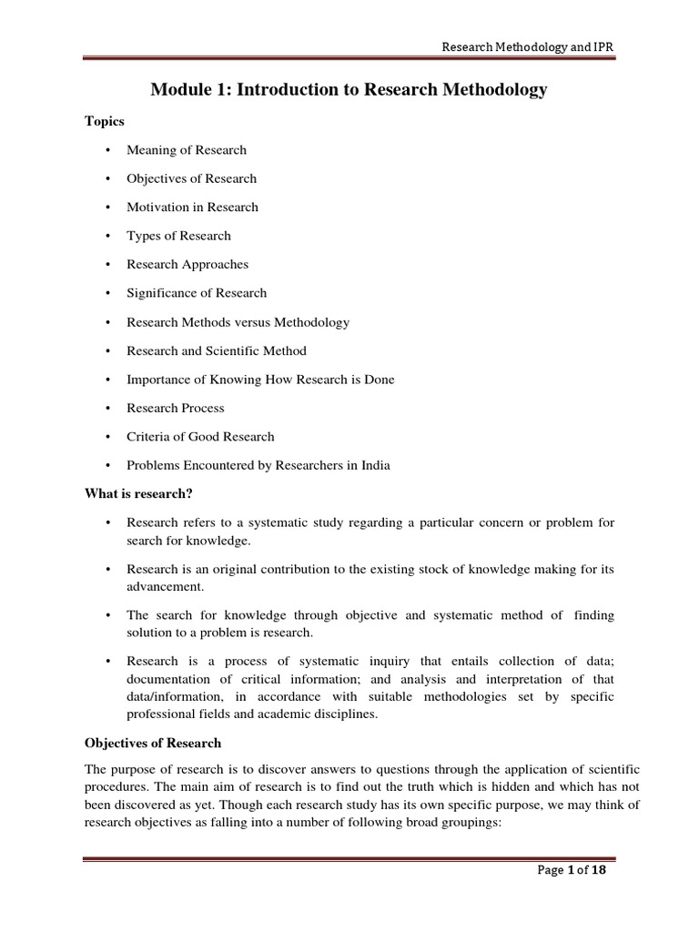 Research Methodology and IPR Overview | PDF | Methodology | Sampling ...