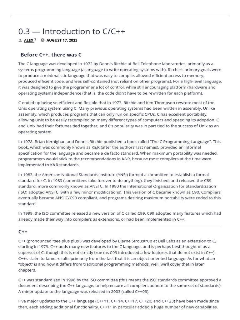 0.3 - Introduction To C - C++ - Learn C++ | PDF | C++ | C (Programming Language)