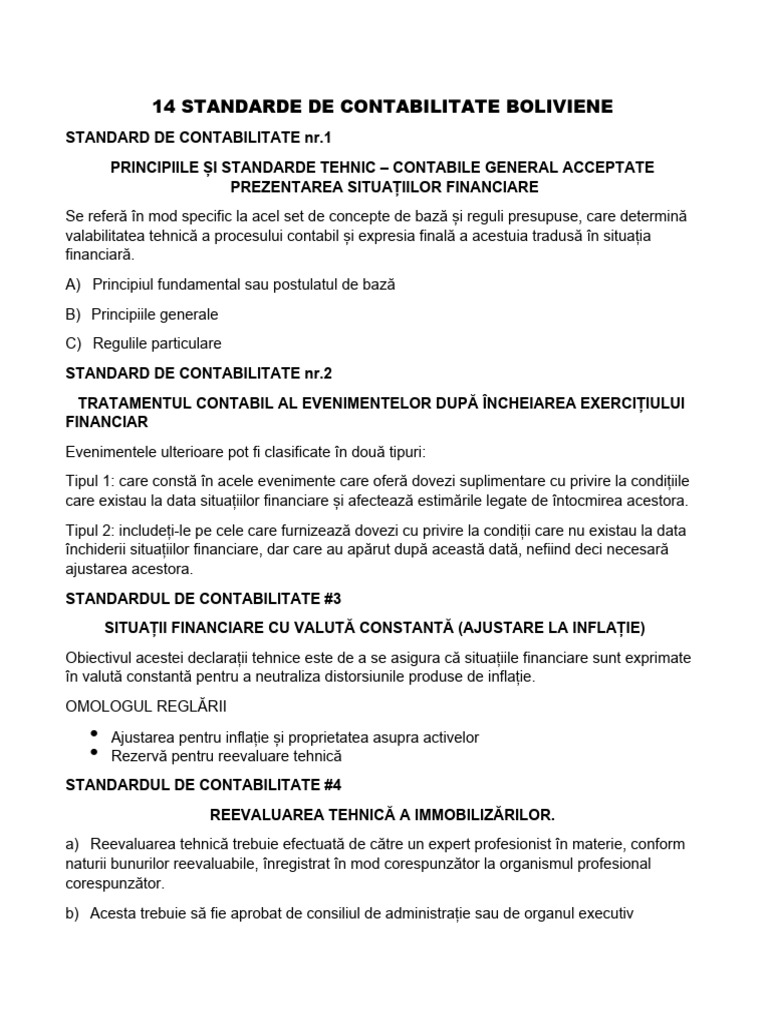 14 Standarde de Contabilitate Boliviane | PDF