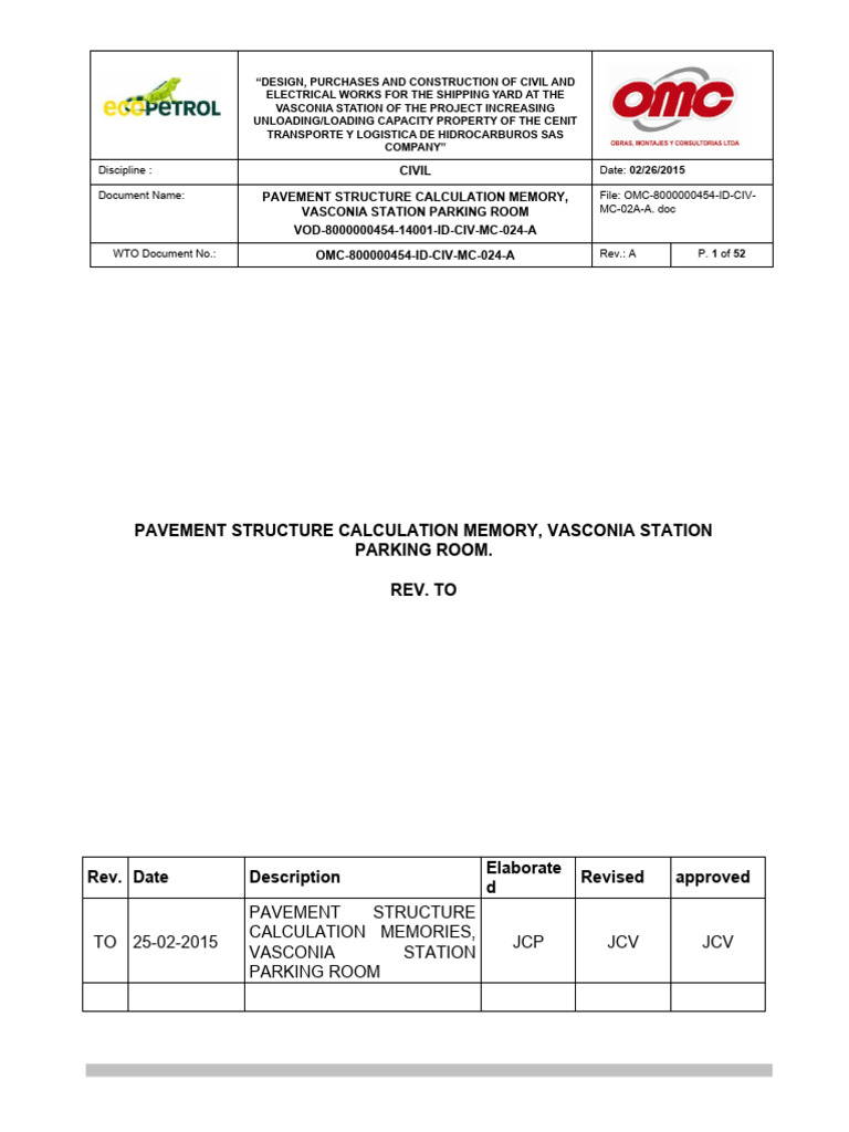 Calculation Memory For Maneuver Yard | PDF | Road Surface | Concrete