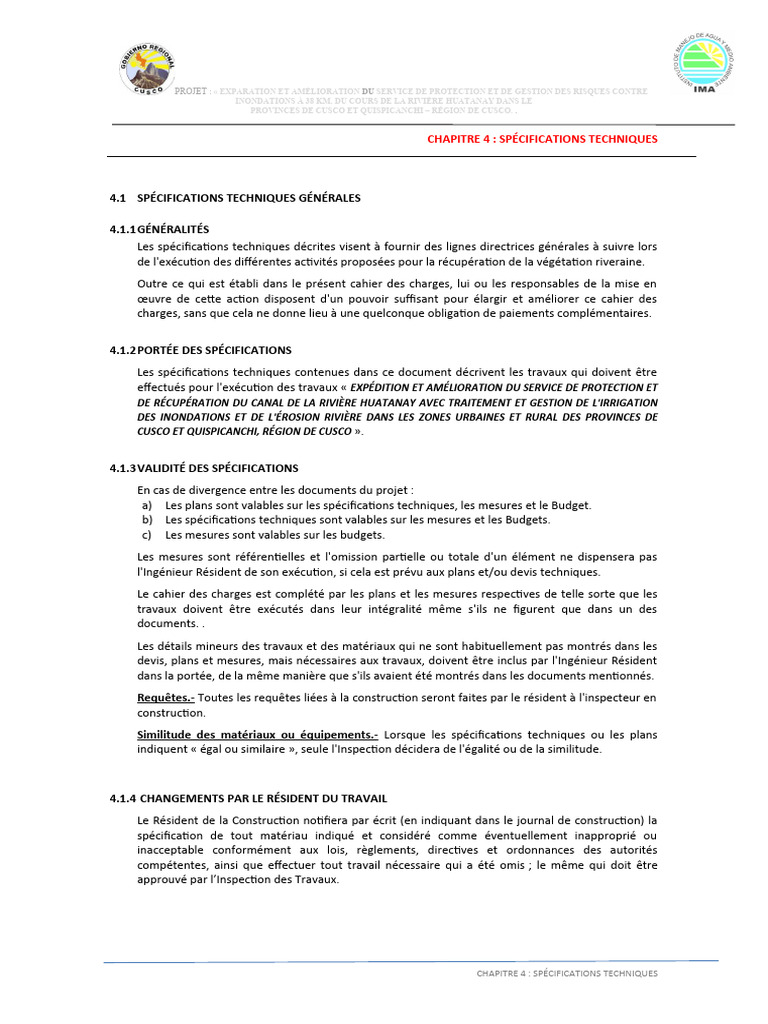 Spécifications Techniques | PDF | Irrigation | Inondation