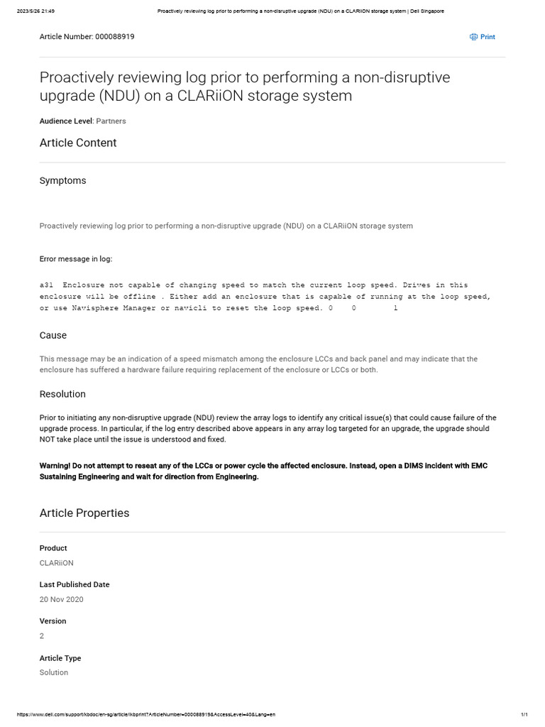 Proactively Reviewing Log Prior To Performing A Non-Disruptive Upgrade (NDU) On A CLARiiON ...