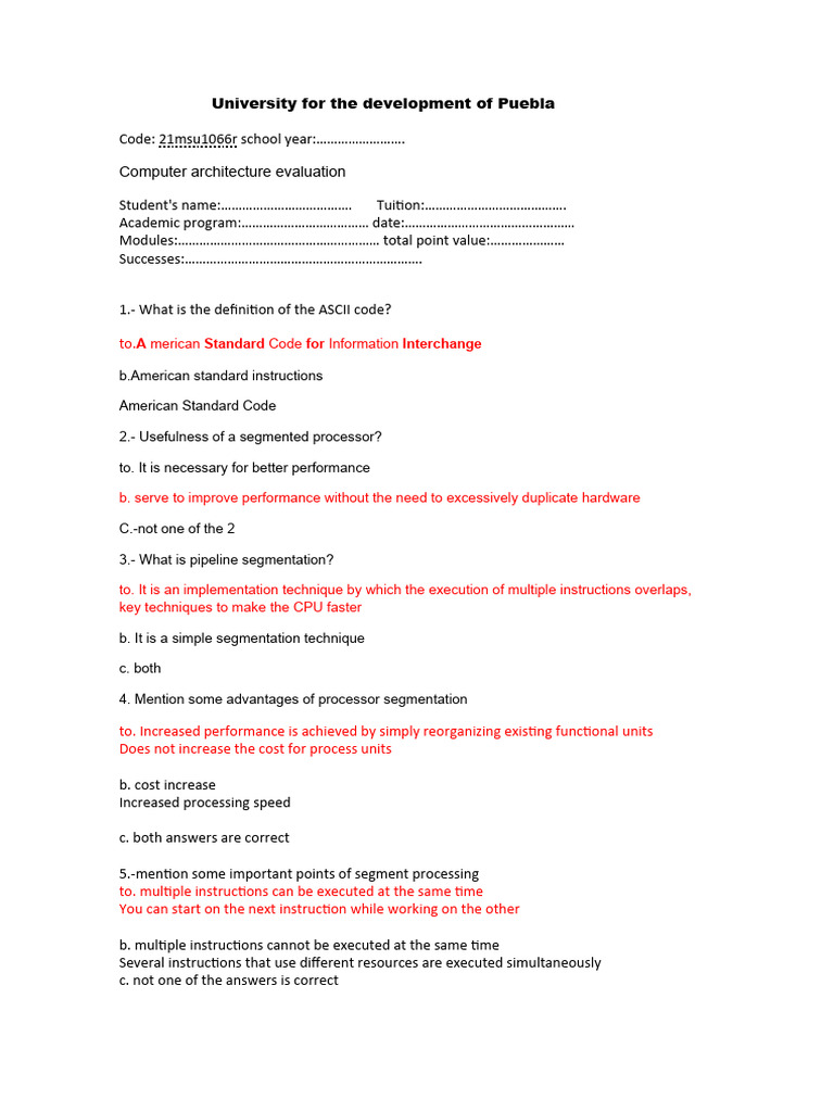 Computer Architecture Questions Pdf Central Processing Unit Random Access Memory 