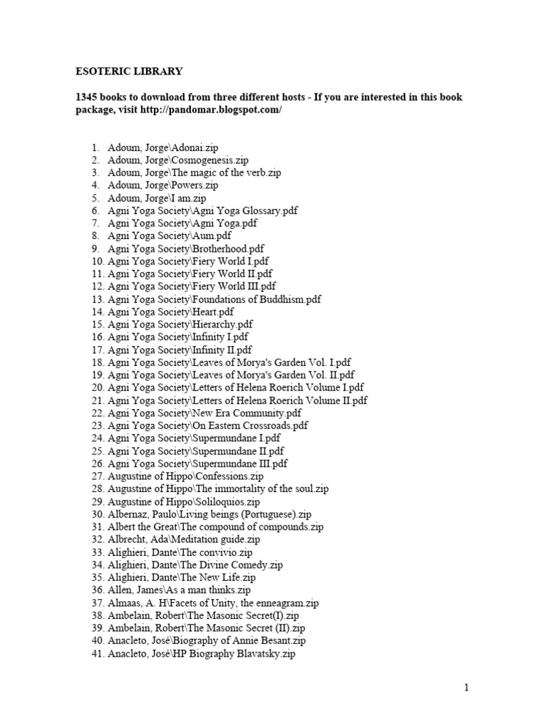 Esoteric Library - Book Index | Download Free PDF | Helena Blavatsky ...