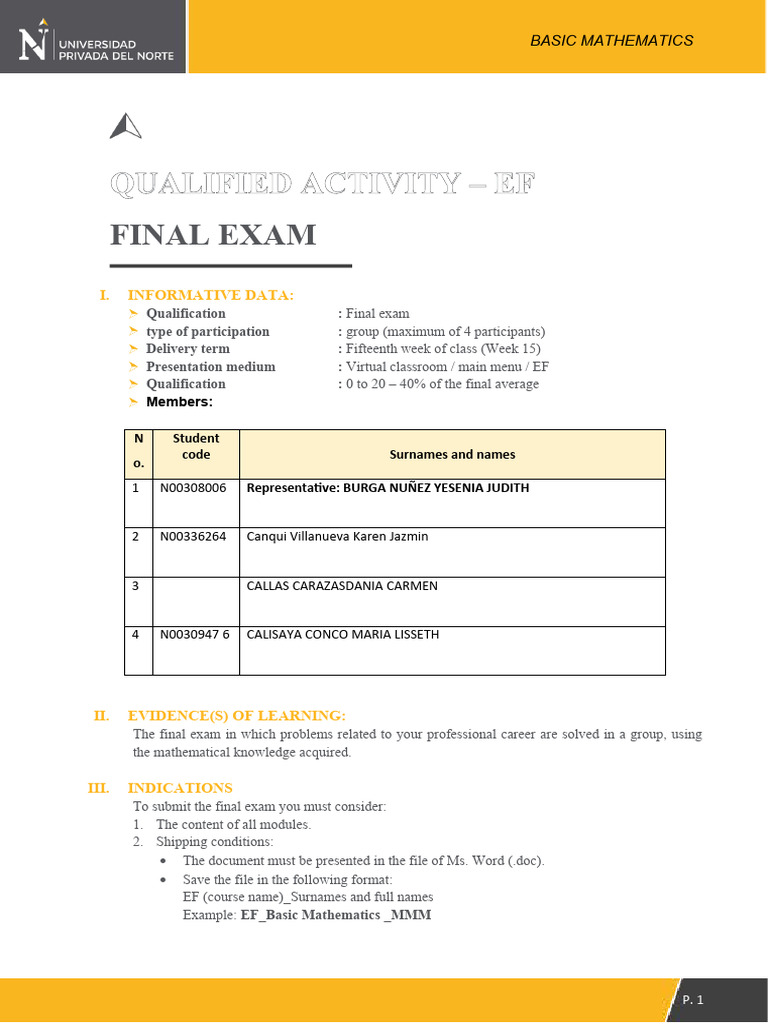 Basic Mathematics Final Exam | PDF | Function (Mathematics ...