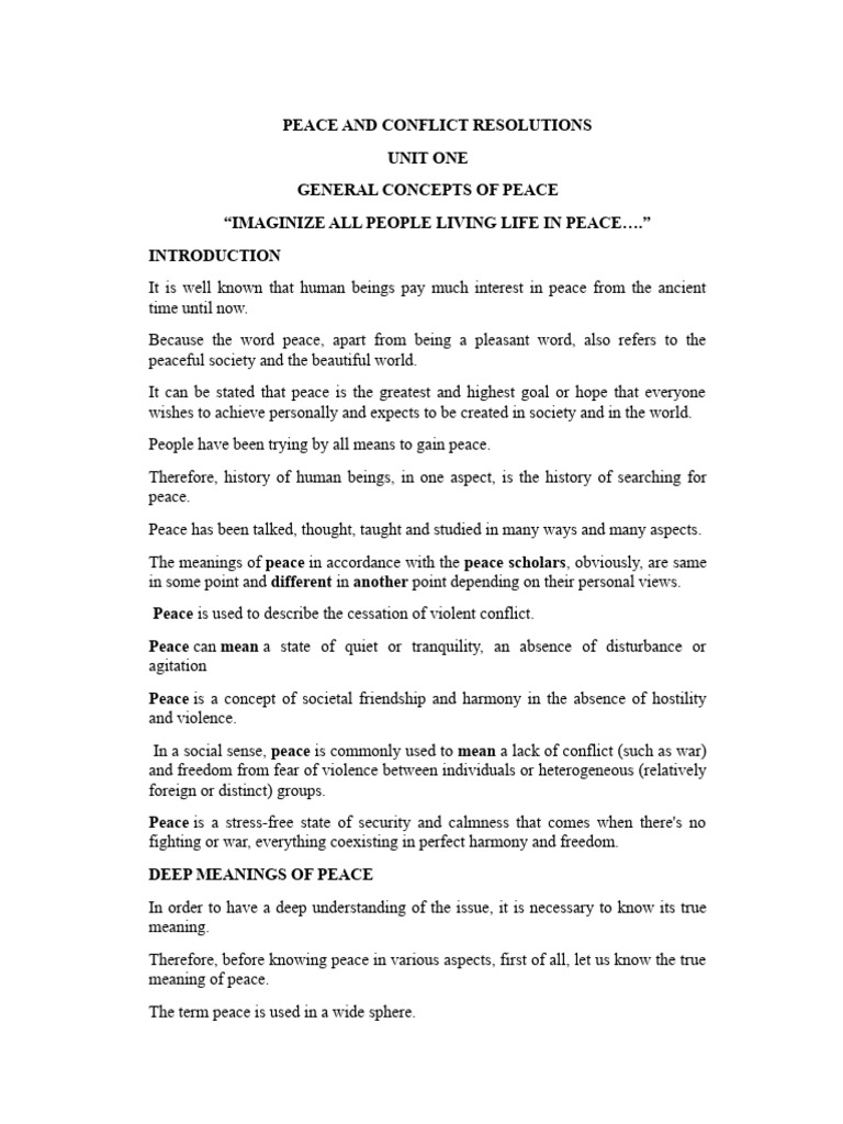 Peace and Conflict Resolutions | PDF | Conflict (Process) | Peace