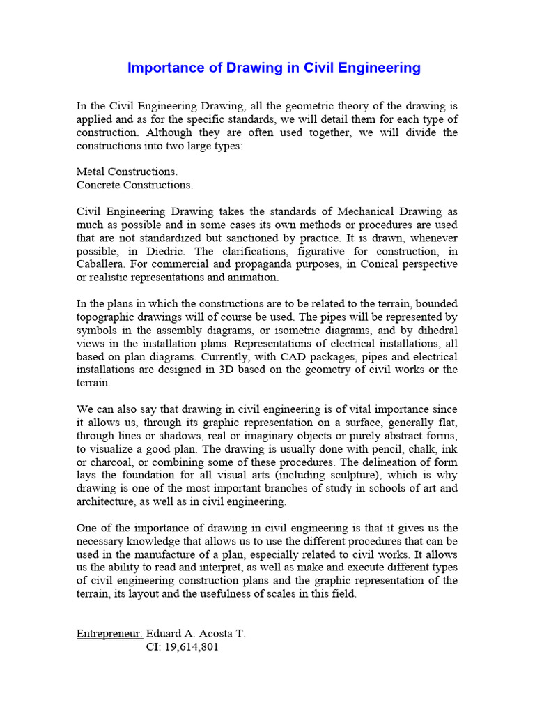 Significance of Drawing in Civil Engineering | PDF