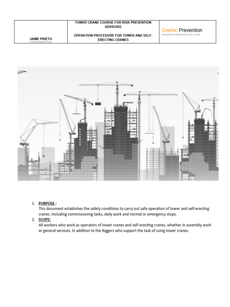 Operating Procedure For Tower and Self-Erecting Cranes (9918 ...