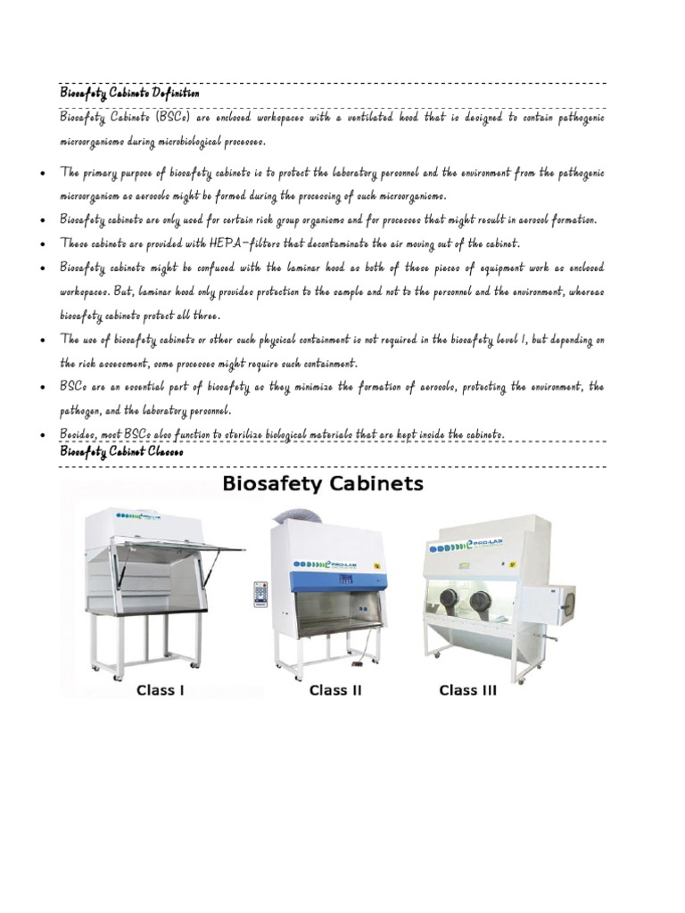 Biosafety Cabinets Definition | PDF | Safety | Pollution