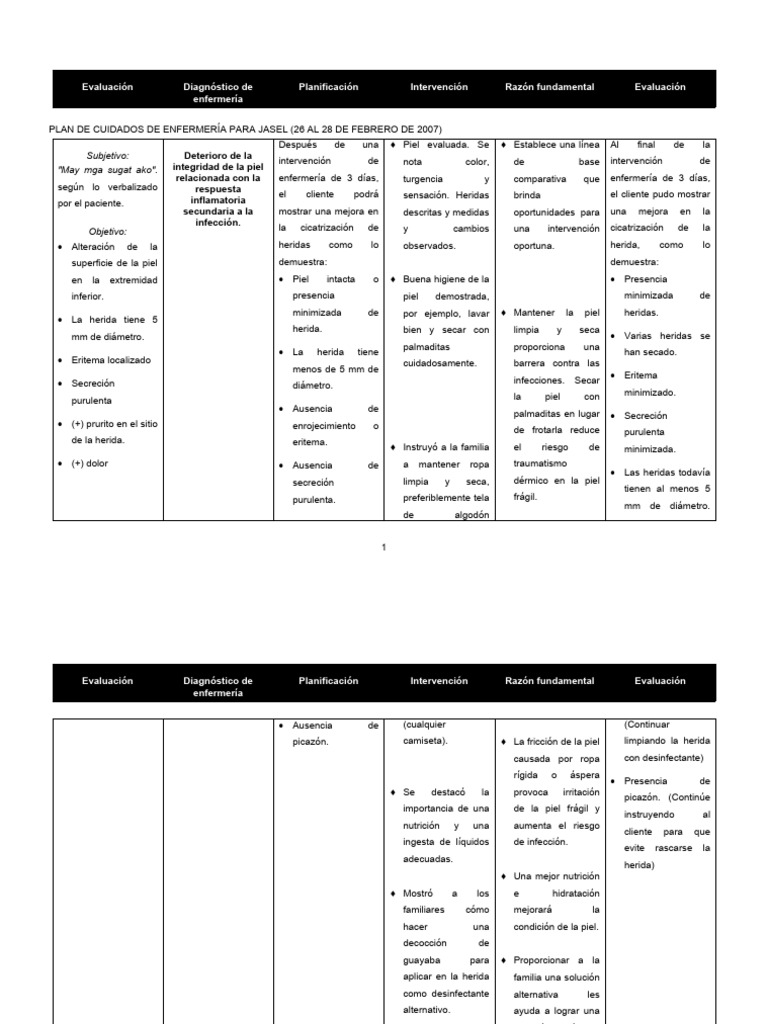 Plan de Cuidados de Enfermería para Heridas | PDF | Herida | Enfermedades y trastornos