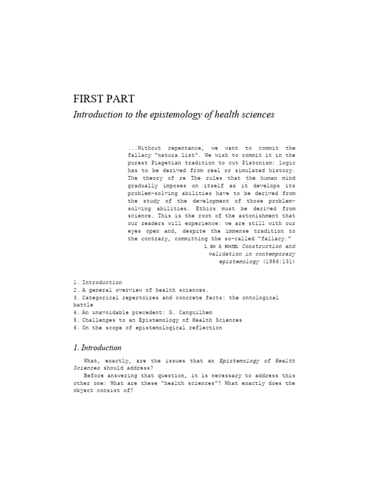 Epistemology of Health Sciences | PDF | Knowledge | Science