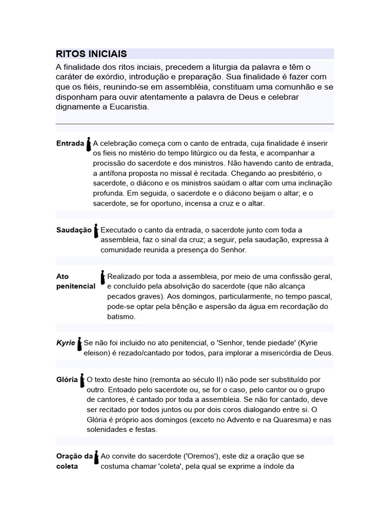 Ritos Iniciais e Liturgia da Palavra | PDF | Eucaristia | Liturgia