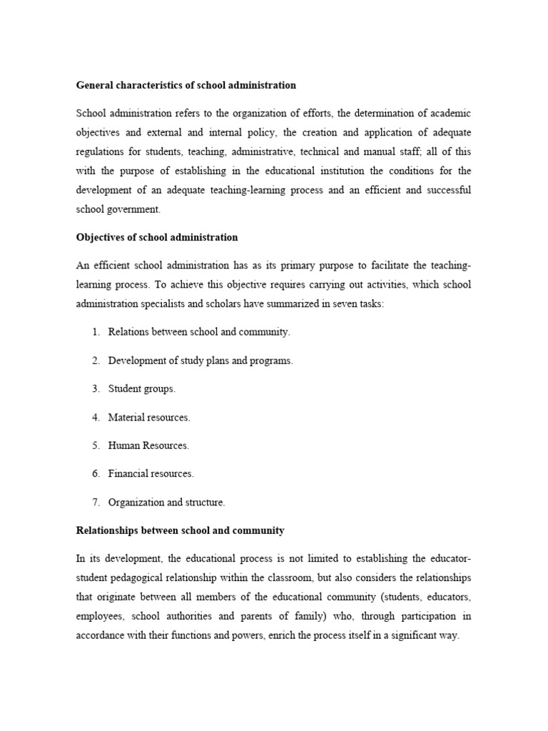 General Characteristics of School Administration | PDF | Evaluation ...