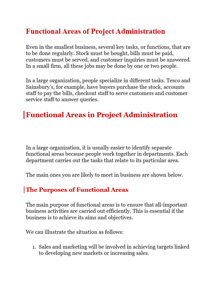 Functional Areas of Project Administration | Download Free PDF ...