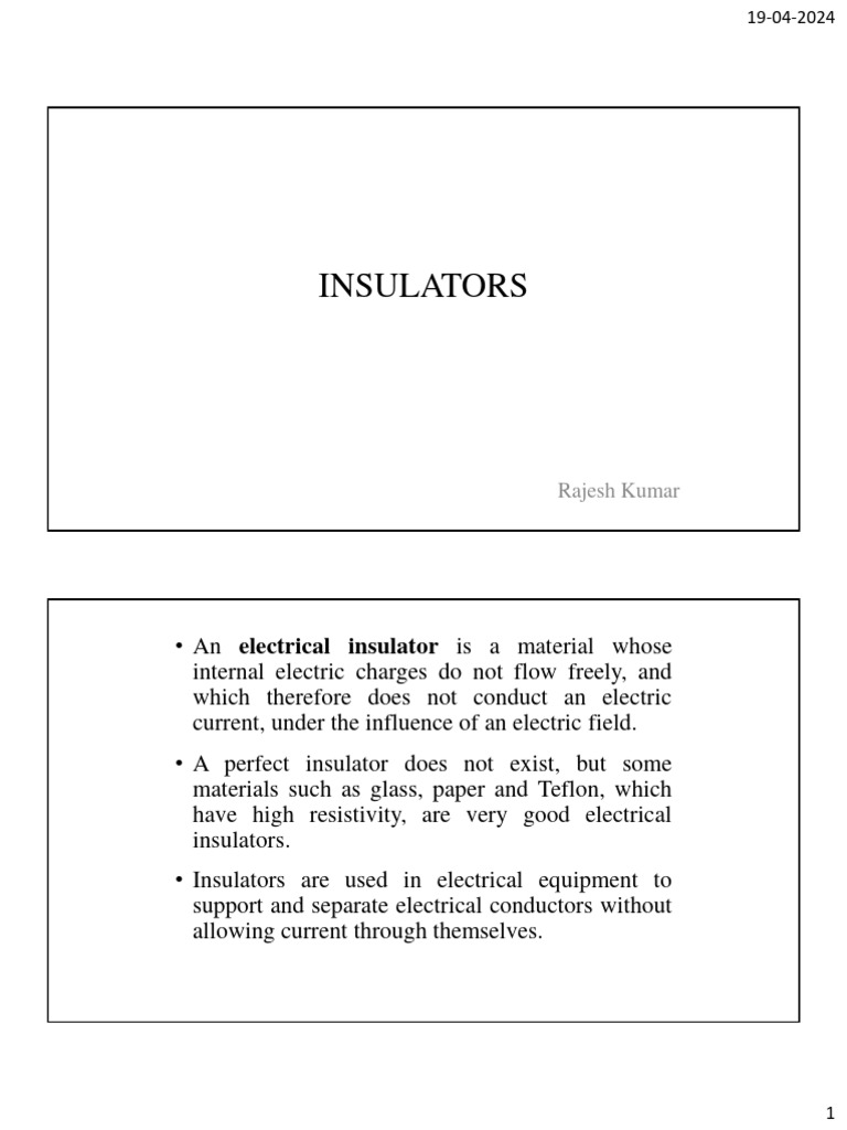 Insulators | PDF | Insulator (Electricity) | Physical Quantities