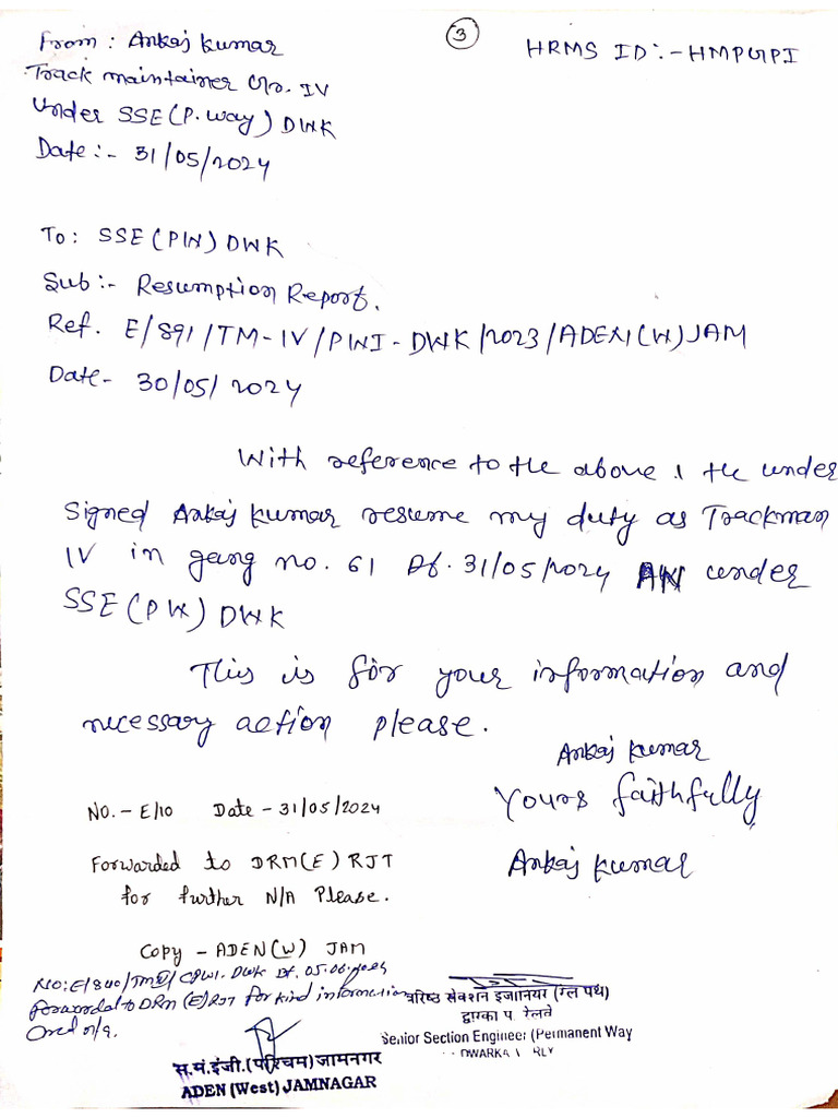 Resumption Report Ankaj Kumar | PDF