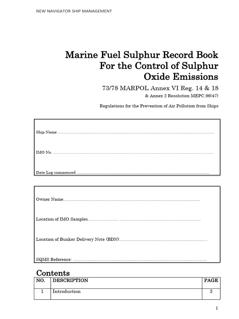 Sulphur Record Book | PDF | Regulatory Compliance