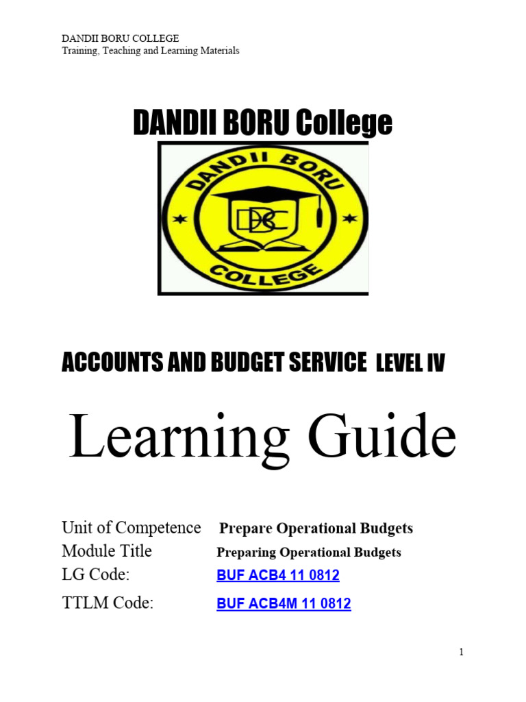 Prepare Operational Budget Module | PDF | Budget | Expense