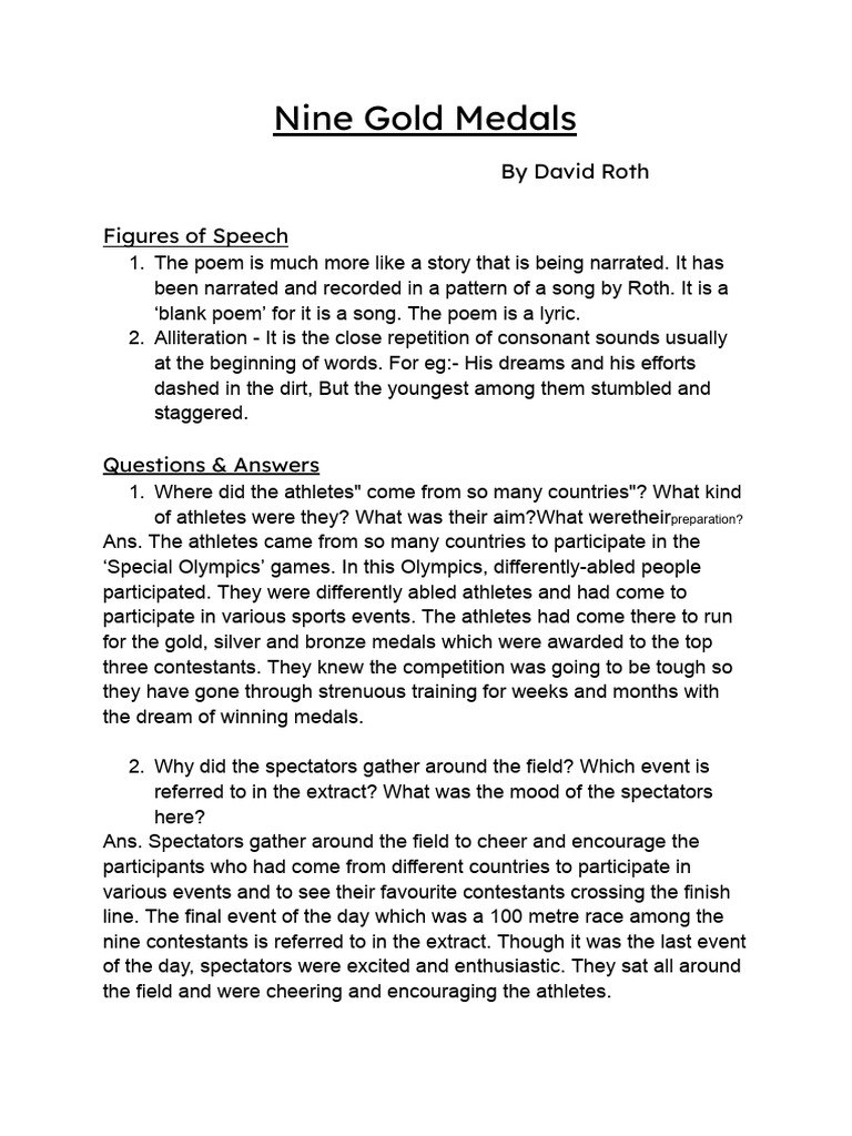 Nine Gold Medals | PDF | Sport Of Athletics