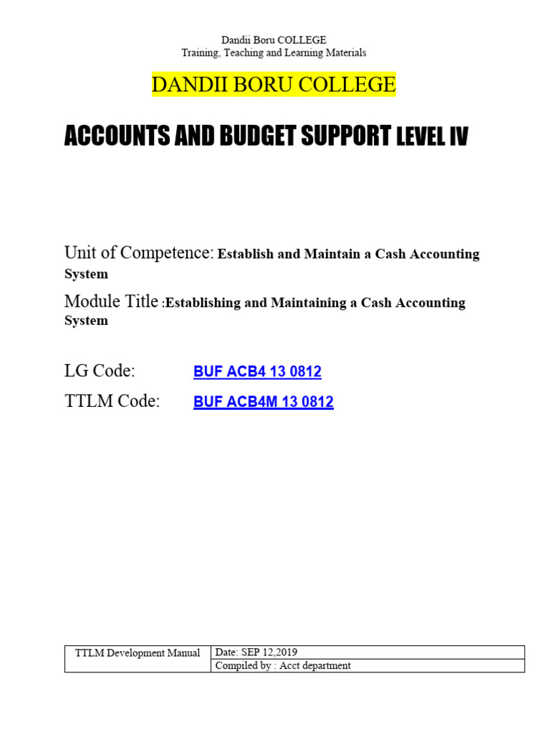 Establish and Maintain A Cash Accounting System | PDF | Cheque ...