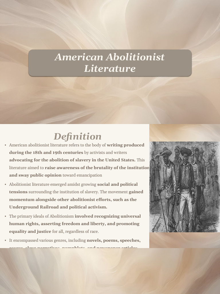 American Abolitionist Literature Overview | PDF | Abolitionism In The ...