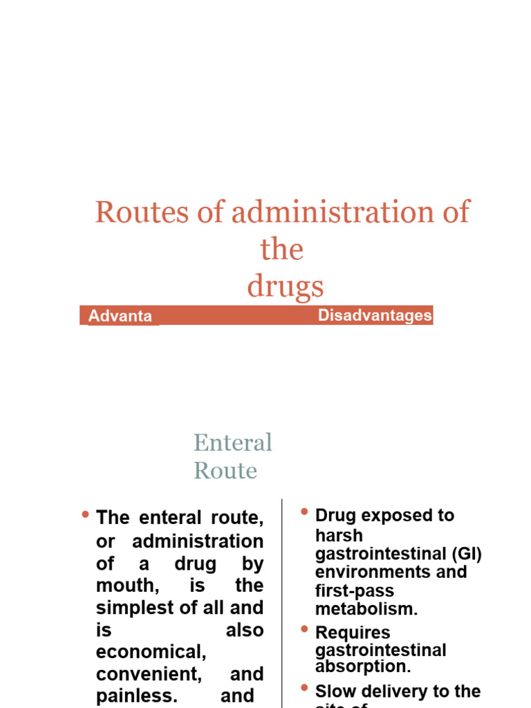 Routes of Administration of Drugs | PDF | Pharmacy | Pharmacology