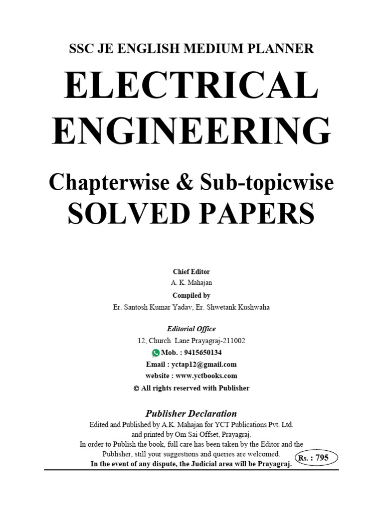 SSC Je Electrical Engineering Chapterwise & Sub Topicwise Solved | PDF ...