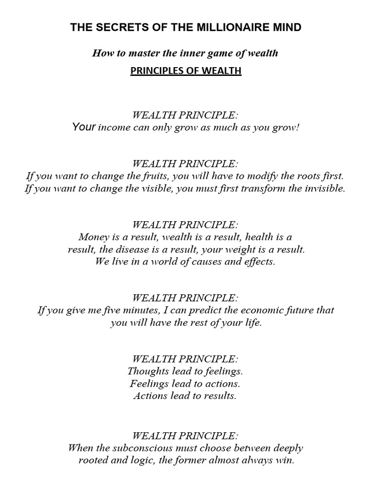 Wealth Principles | PDF | Wealth | Thought