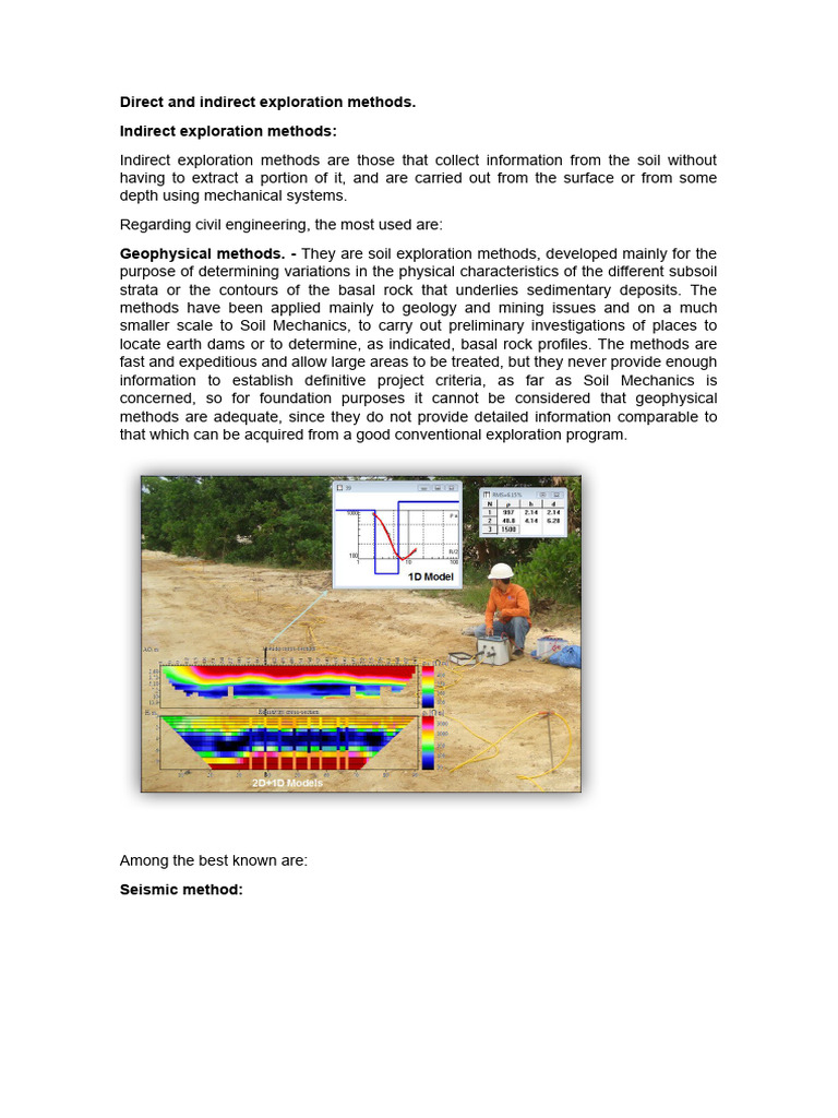 1 Direct and Indirect Exploration Methods | PDF | Geophysics | Soil