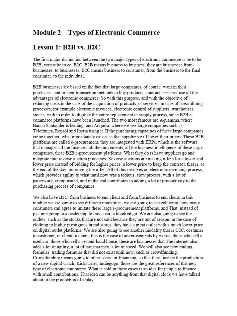 Module 2 - Types of Electronic Commerce | Download Free PDF | E Commerce | Business