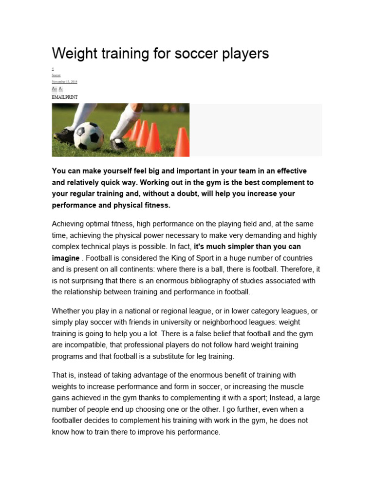 Weight Training For Soccer Players | PDF | Strength Training | Physical ...