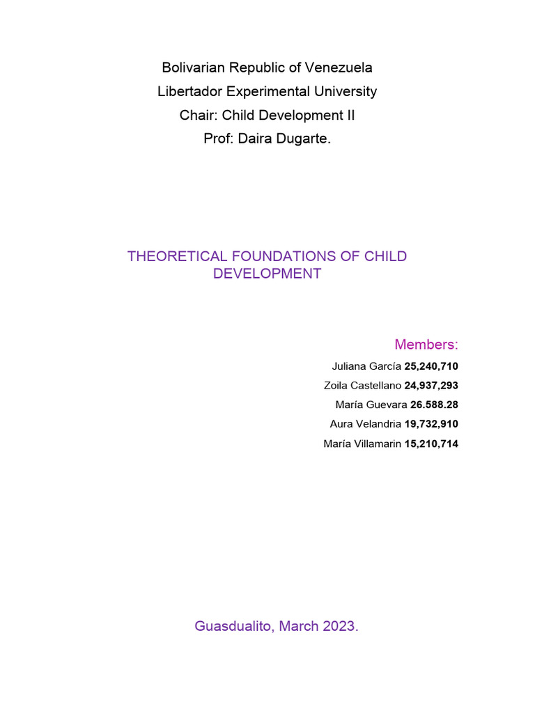 Theoretical Foundations of Child Development | Download Free PDF ...