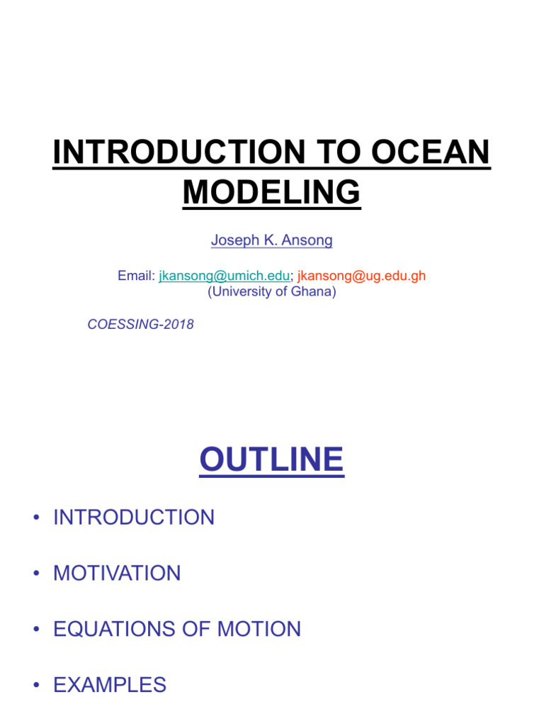 Ocean Modeling Josephansong | PDF | Oceans | Equations
