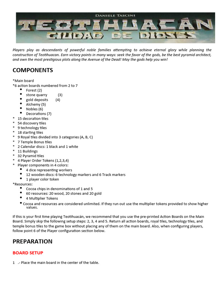 Teotihuacan Rules | PDF | Games & Activities | Teaching Methods & Materials