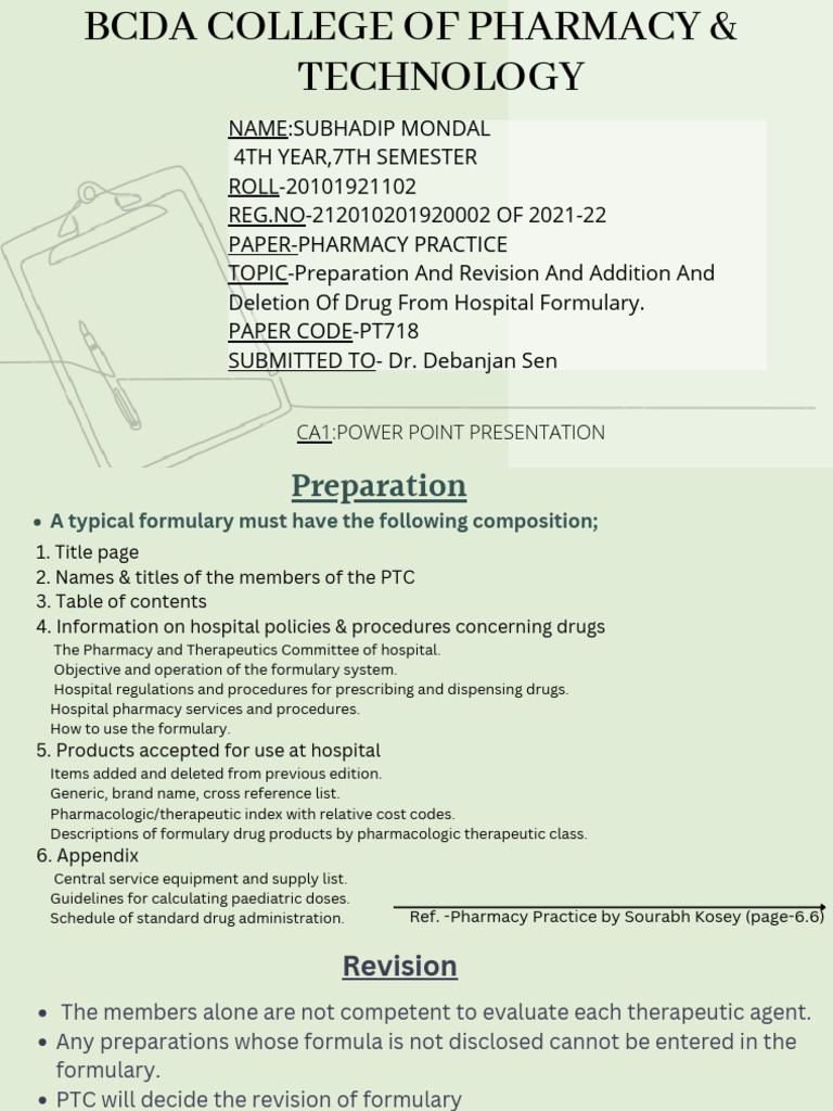 Subhadip Mondal Pharmacy Practice | PDF | Pharmacy | Drugs