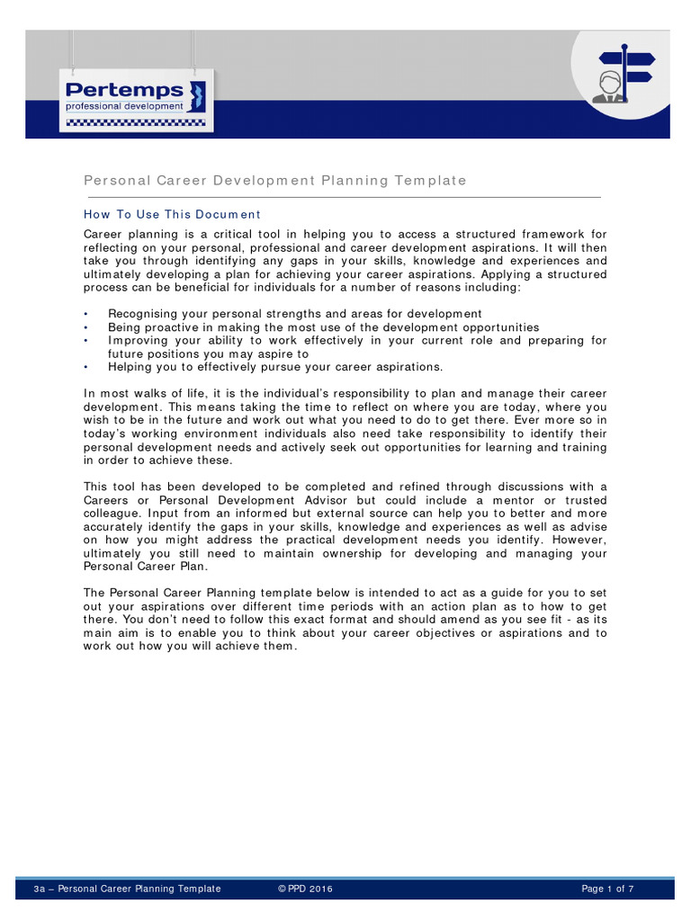 3a CT Personal Career Planning Template v1 | PDF | Knowledge | Mentorship