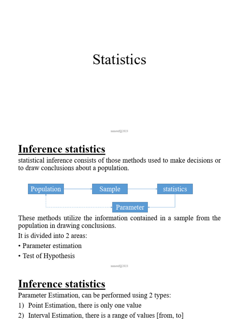 Probability and Statistics 3 - INFERENCE STATISTICS | PDF | Statistics ...
